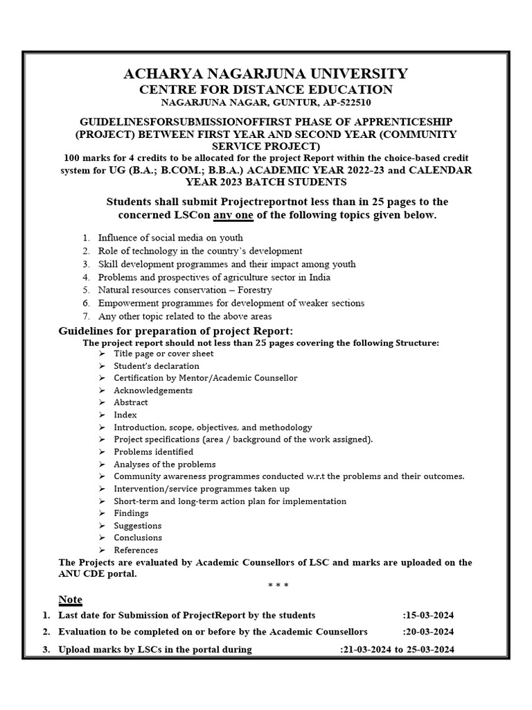 UG Project Guidelines 2023-24 | PDF | Business