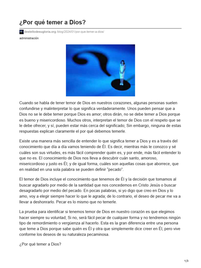 Por Qué Temer A Dios | PDF | Pecado | Dios