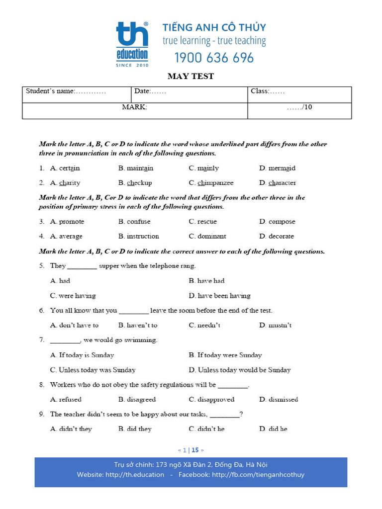 May Test & HW 29.5 | PDF