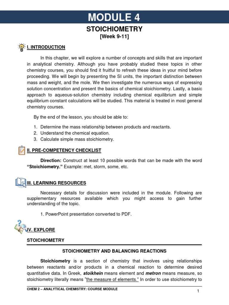 Understanding Stoichiometry in Chemistry | PDF | Mole (Unit ...