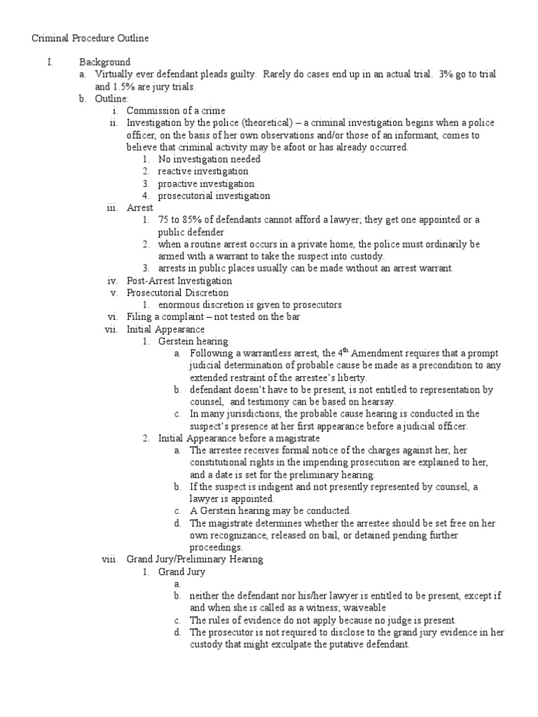 Criminal Procedure Outline | Fourth Amendment To The United States ...