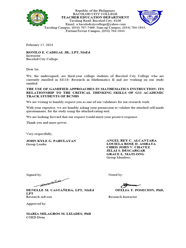 Letter For Validators | PDF