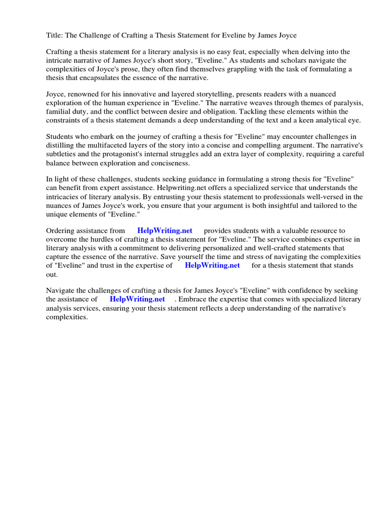 Eveline James Joyce Thesis Statement | PDF | James Joyce | Essays