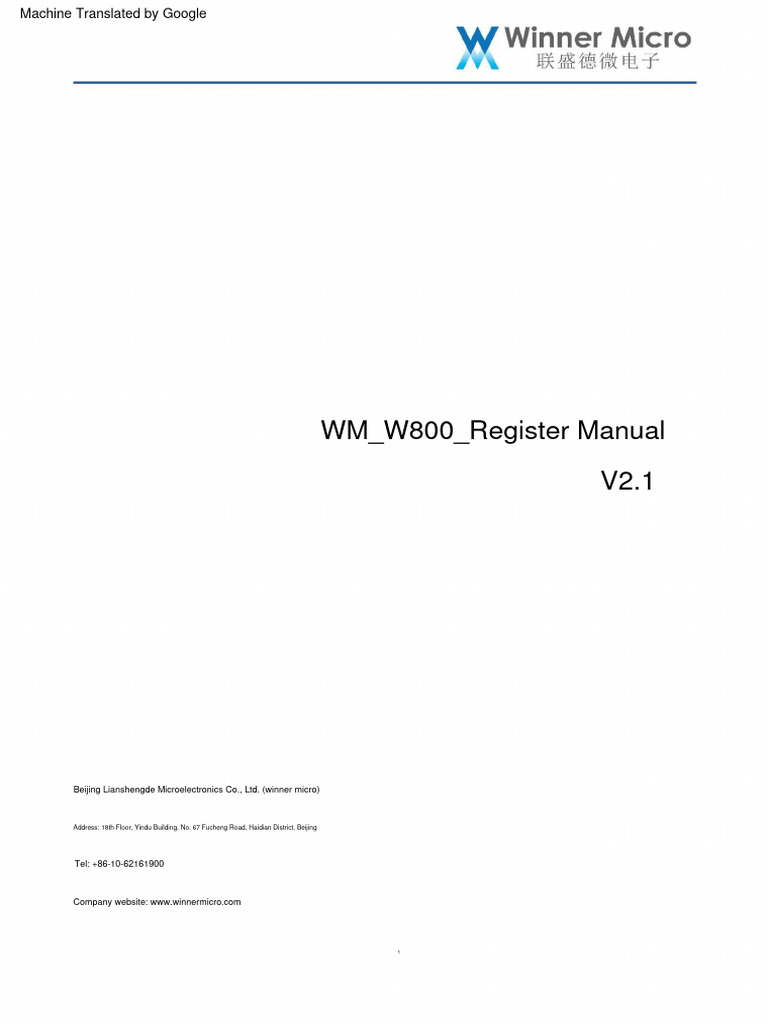 WM W800 Register Manual v21 | PDF | Telecommunications | Electrical ...