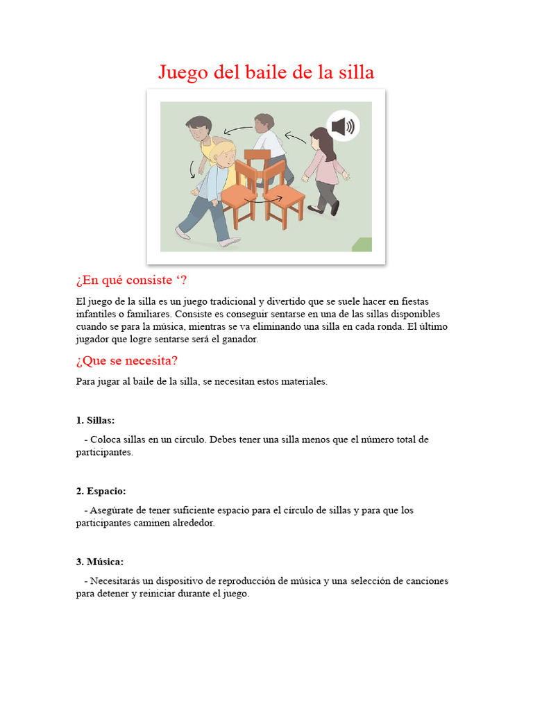 Juego Del Baile de La Silla | PDF | Las emociones | Aprendizaje
