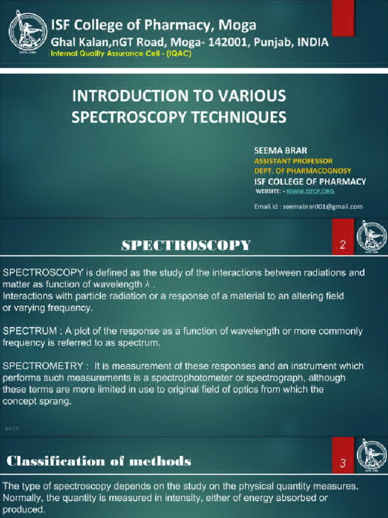 Spectroscopy 1 | PDF
