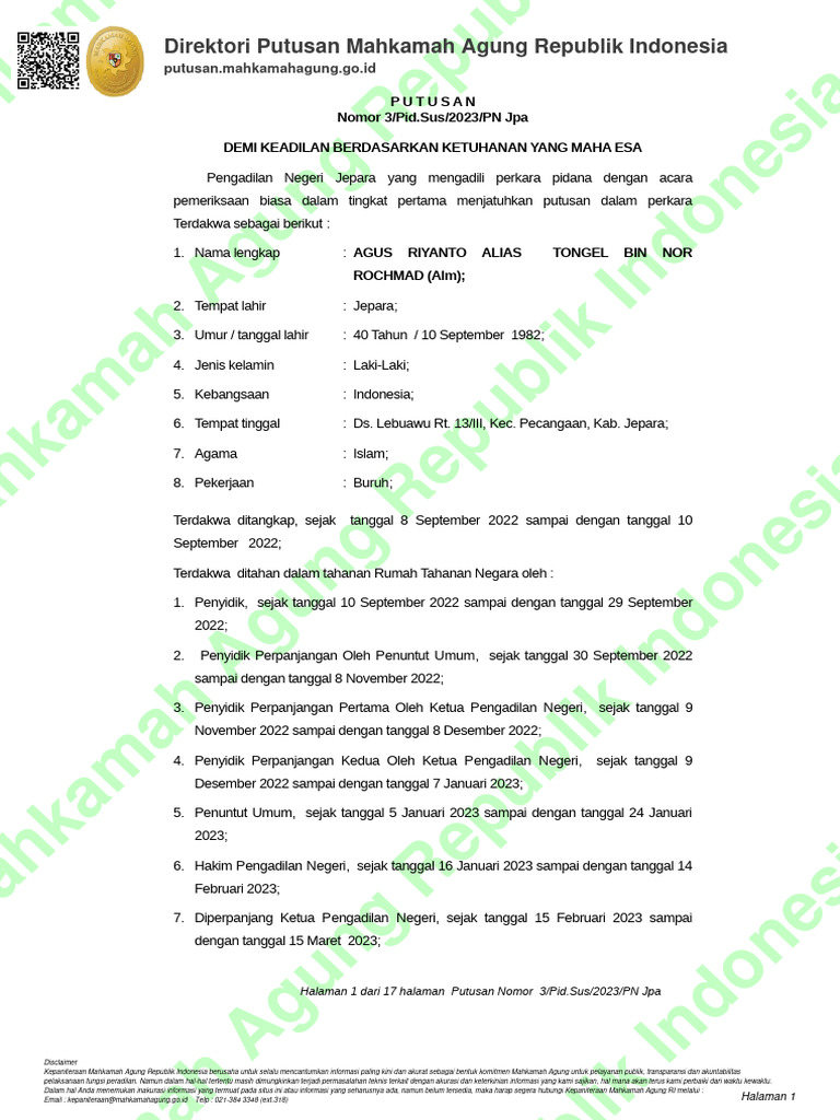 Putusan 3 Pid - Sus 2023 PN Jpa 20230410195351 | PDF