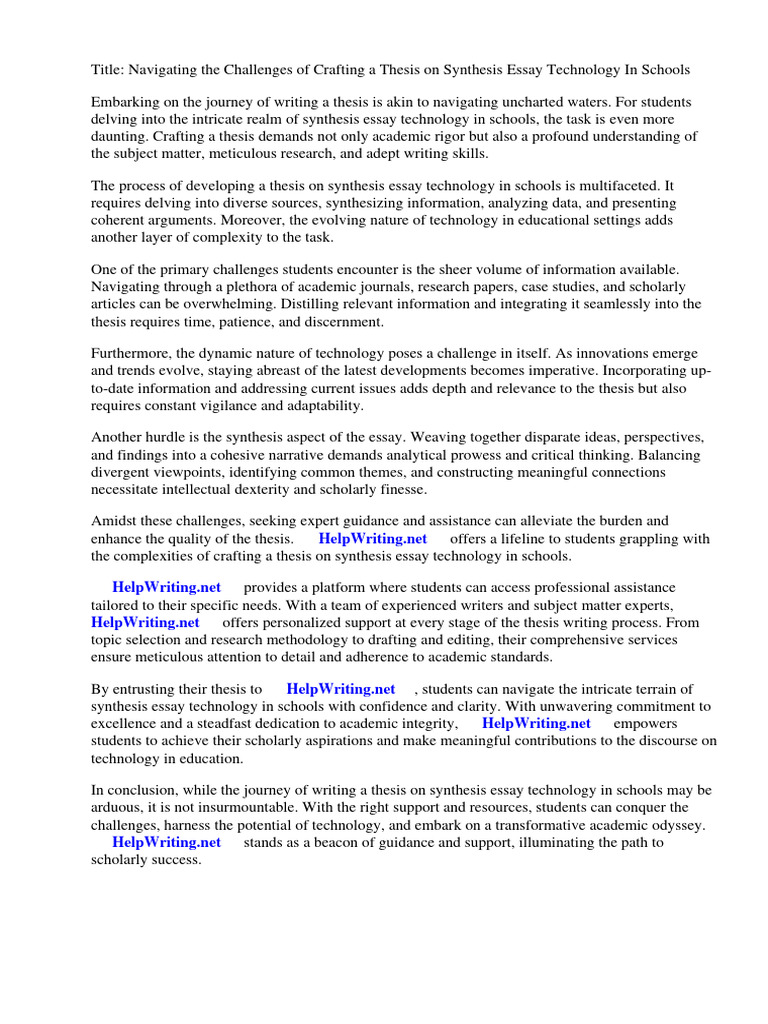 Synthesis Essay Technology in Schools | PDF