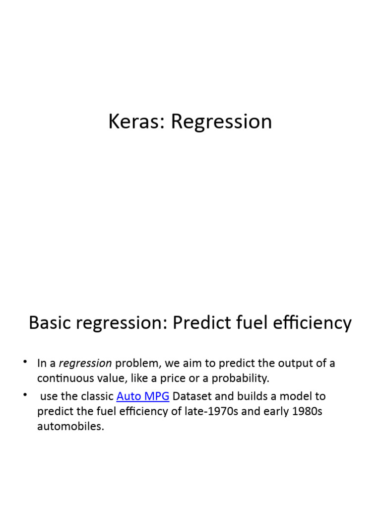 L10 - Keras Regression | PDF | Regression Analysis | Statistics