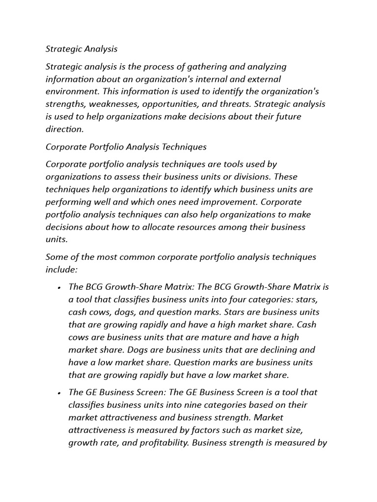 Strategic Analysis | PDF