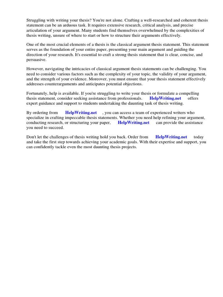 Classical Argument Thesis Statement | PDF | Essays | Argument