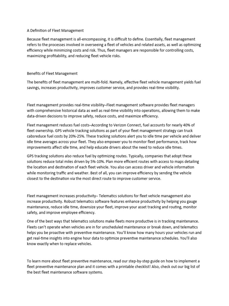 A Definition of Fleet Management | PDF | Internet Of Things | Computing