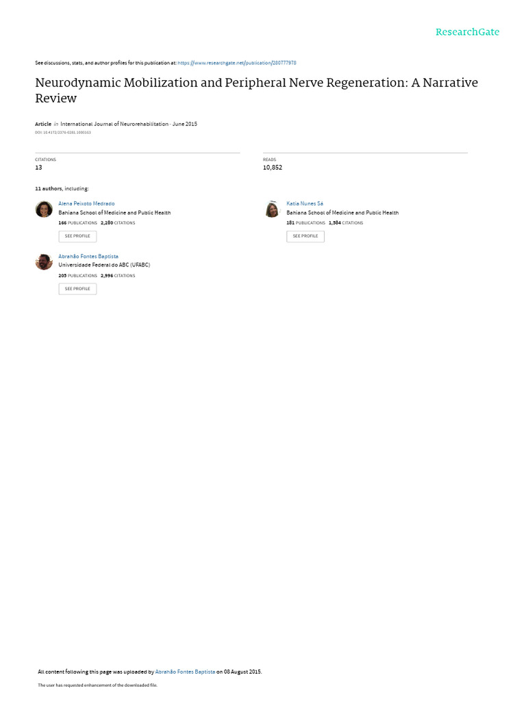 Neurodynamic Mobilization and Peripheral Nerve Regeneration: A ...