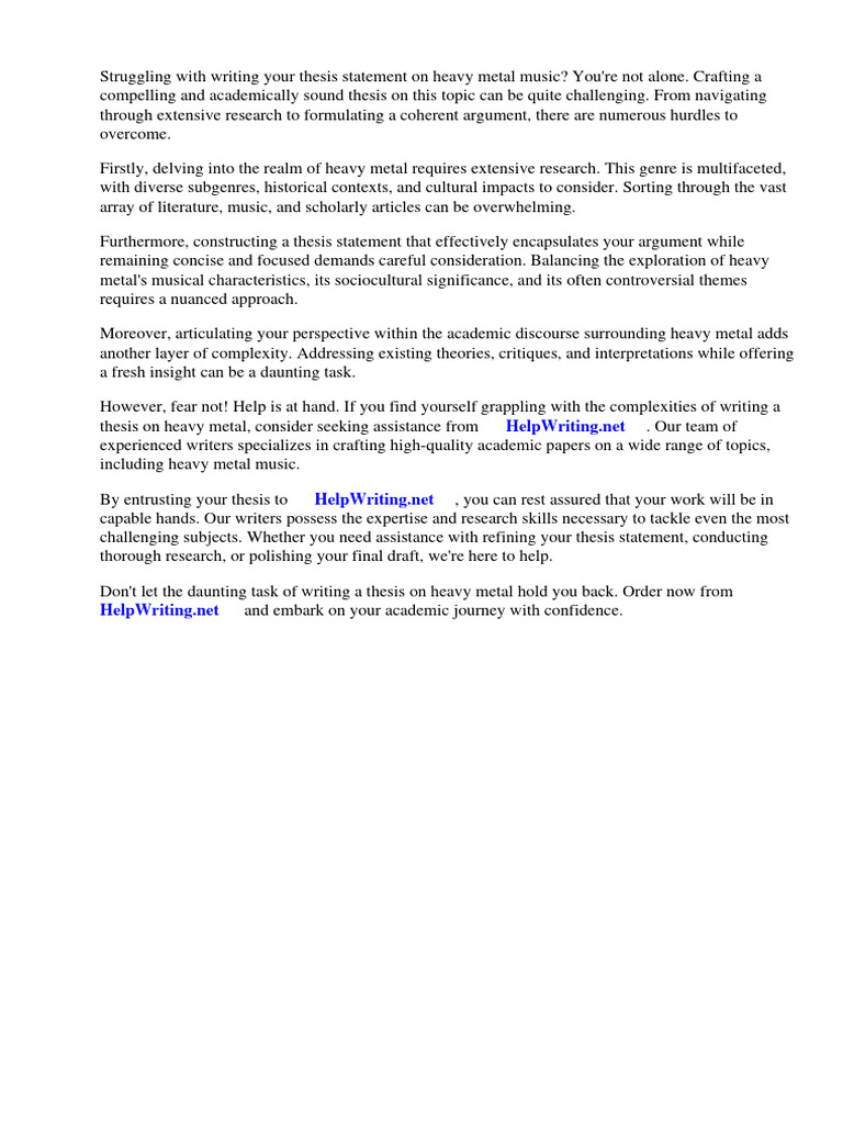 Crafting a Heavy Metal Thesis Statement | PDF | Science & Mathematics