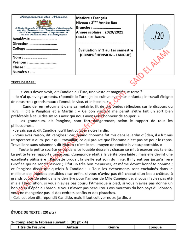 Analyse du Chapitre 30 de Candide | PDF | Maison et jardin | Histoire