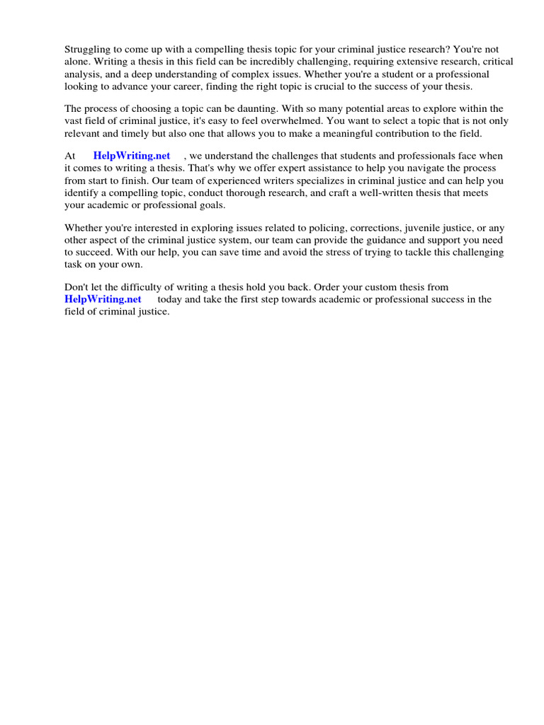 Criminal Justice Thesis Topic Ideas | PDF | Crimes | Crime & Violence