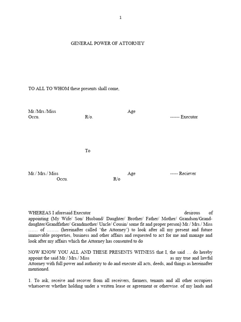 General POA Format | Download Free PDF | Mortgage Law | Banks