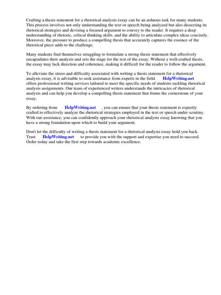 Thesis Statement For A Rhetorical Analysis Essay | PDF | Rhetoric | Essays