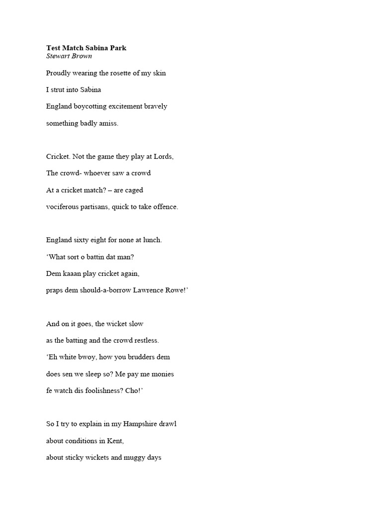 Csec Poems | PDF | Cricket | Ball And Bat Games