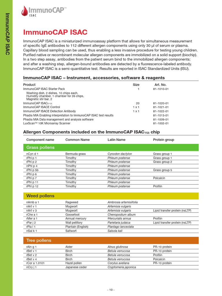 Lista Alergene - Multiplex ISAC | PDF | Immunoassay
