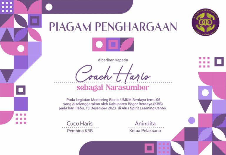 template piagam KBB | PDF