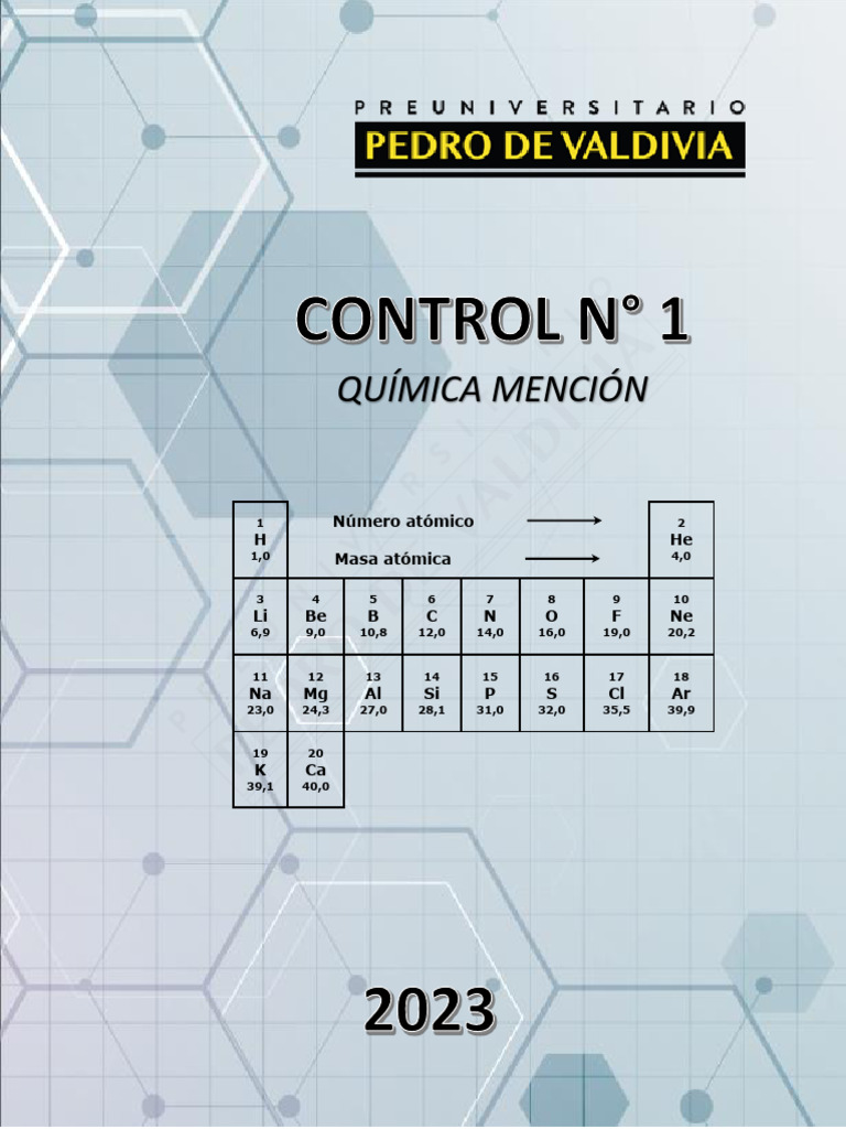8493-QM - Control N°1-2023 (5%) | PDF | Átomos | Núcleo atómico