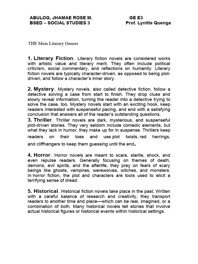 Literary Genres | PDF | Fantasy | Fairy Tales