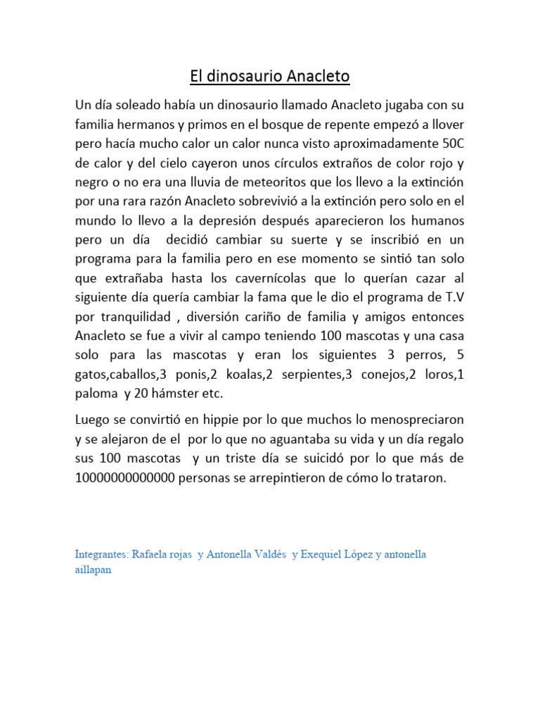 El Dinosaurio Anacleto | PDF