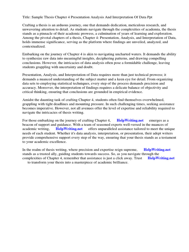 Sample Thesis Chapter 4 Presentation Analysis and Interpretation of Data | PDF | Data ...