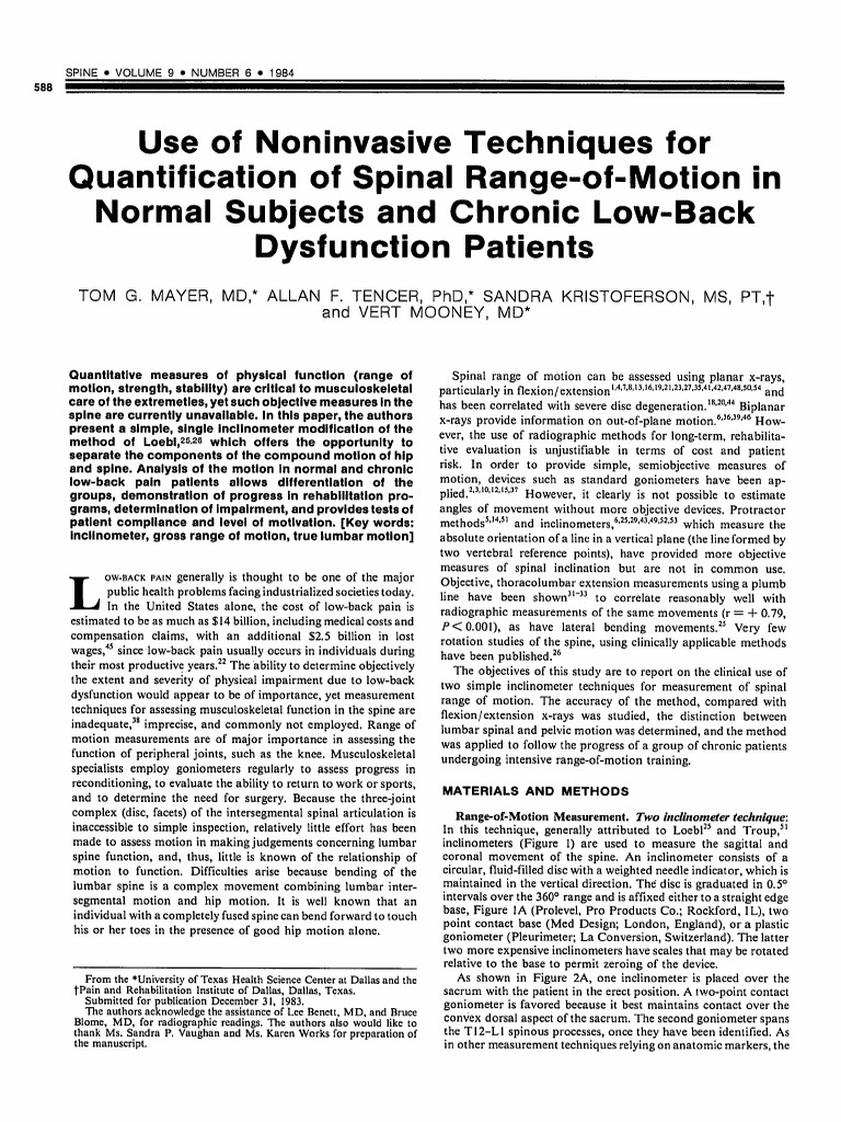 Normal ROM of Spine Mobility | PDF