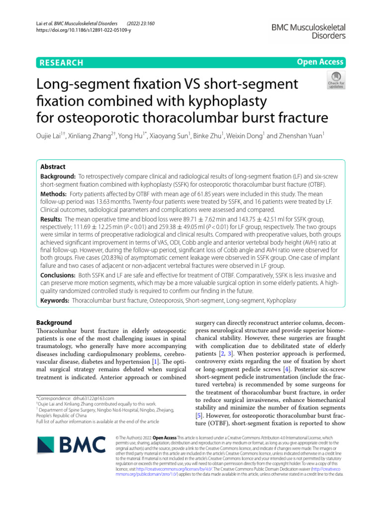 Short Vs Long in Osteoporotic FR | PDF | Health Care | Human Diseases And Disorders