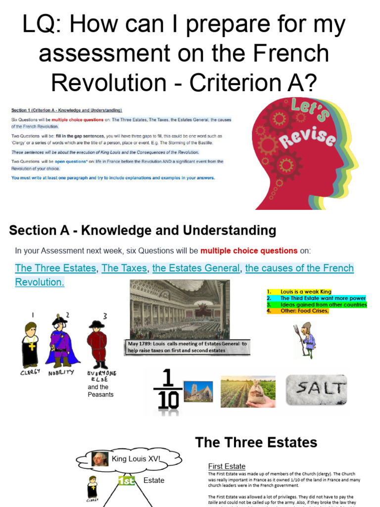 Revision Lessons For The Assessment On The French Revolution | PDF ...