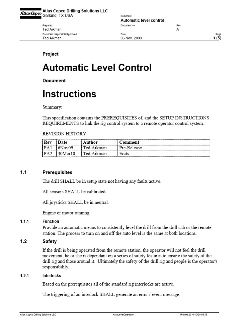 Auto Level Operation | PDF | Relay | Switch