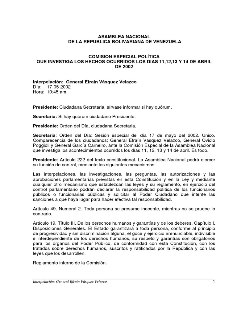Interpelación Efraín Vásquez Velazco | PDF | Debido al proceso ...