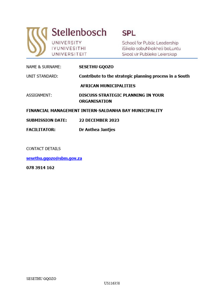 UNIT STANDARD 116358 (Copy) | PDF