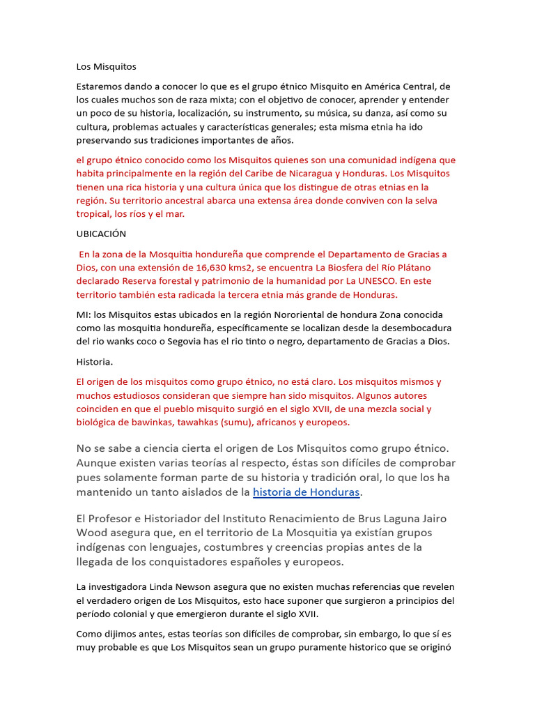 Cultura y Tradiciones de los Misquitos | PDF | Ciencias sociales ...