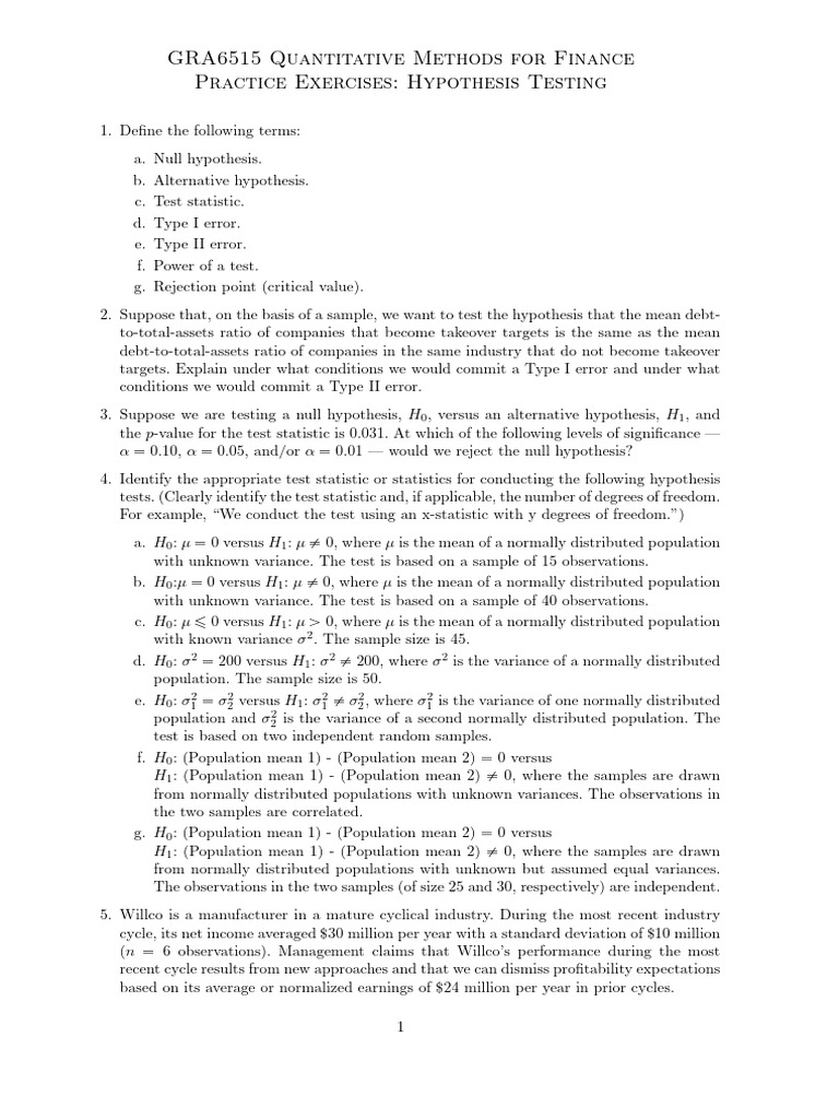 Ex. Sheet 3 | PDF | Statistical Hypothesis Testing | Statistical ...