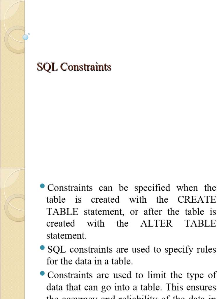 Unit 2 SQL Constraints | PDF