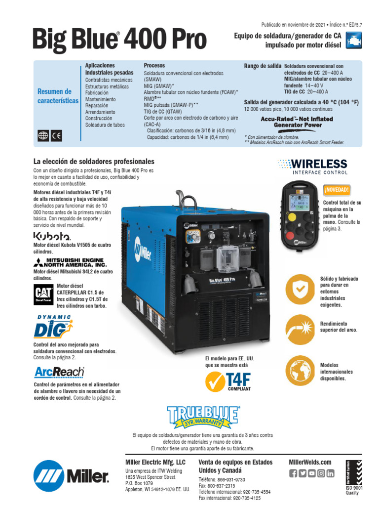 ft-big-blue-400-pro-miller-welds | PDF | Soldadura | Construcción