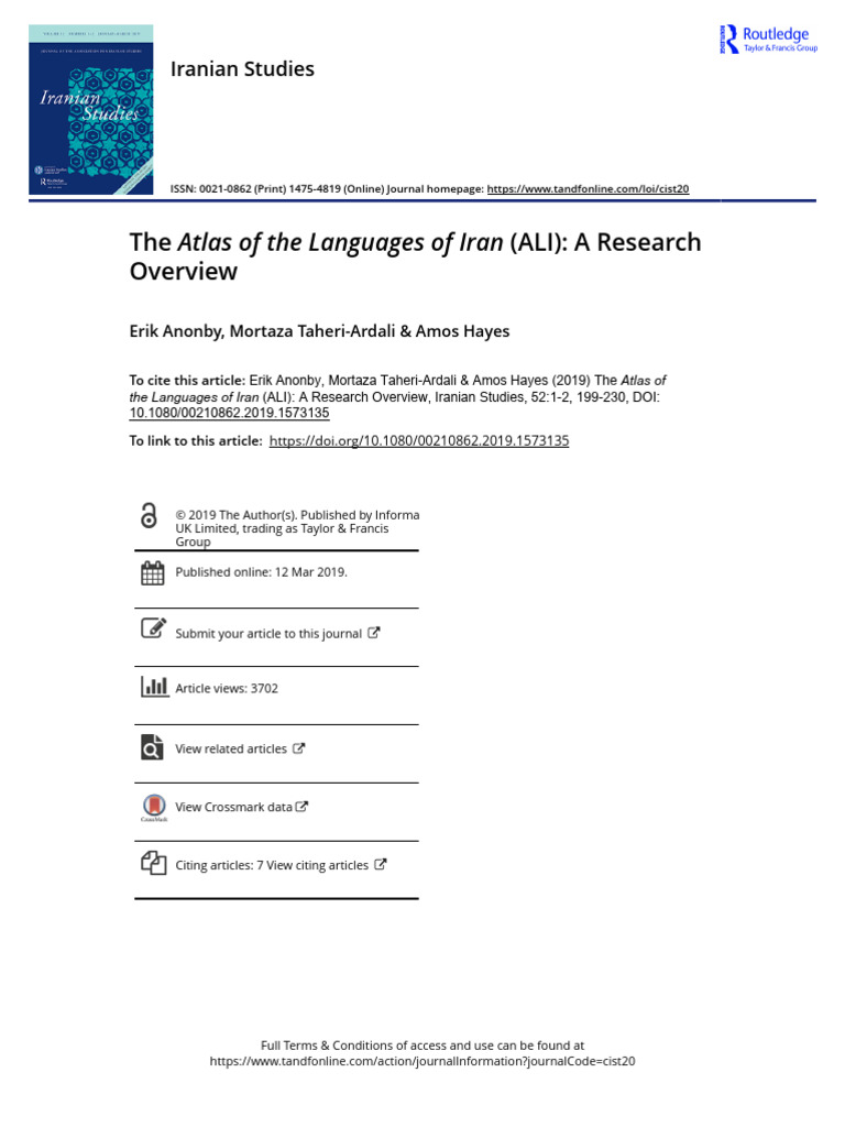 The Atlas of The Languages of Iran ALI A Research Overview | PDF ...