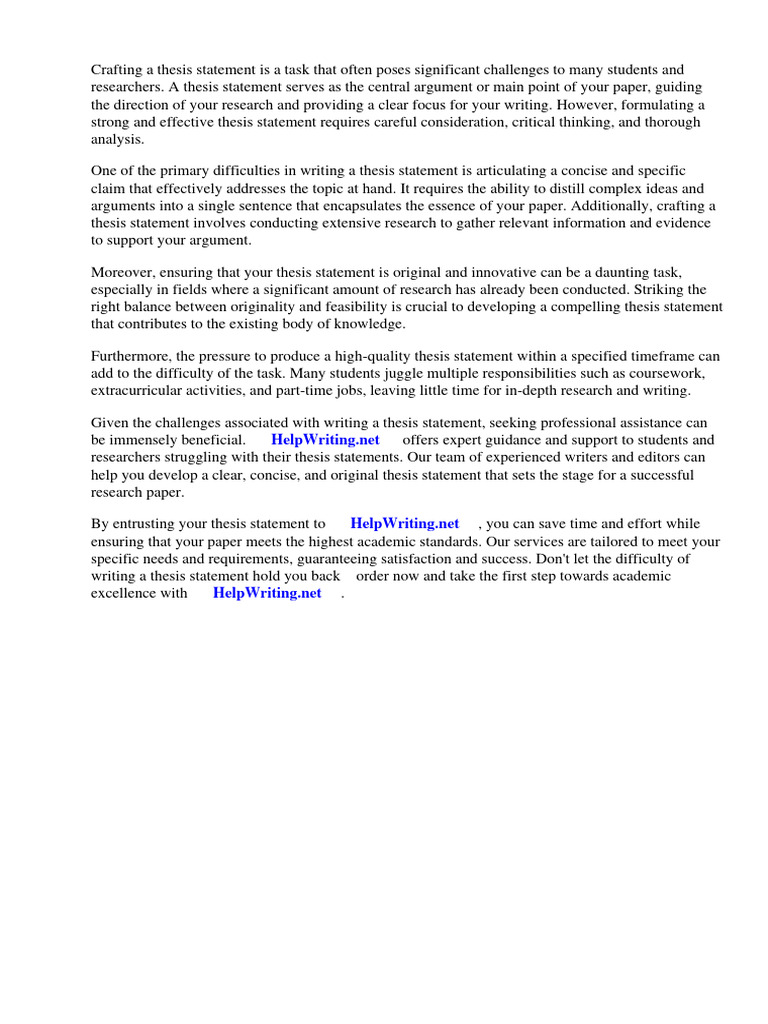 The Function of A Thesis Statement | PDF | Essays | Thesis