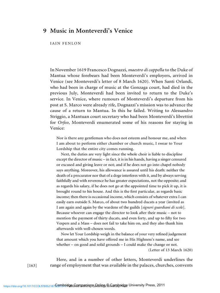 Monteverdi's Venetian Music Scene | PDF | Republic Of Venice