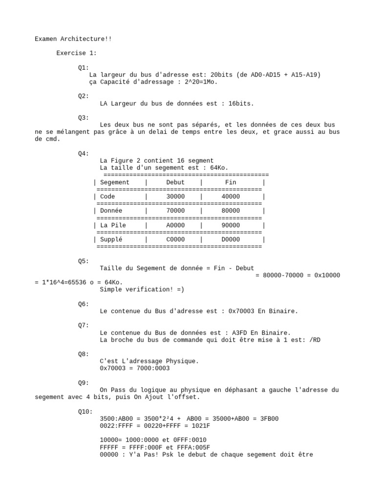 Examen Architecture | PDF | Mémoire vive | Informatique