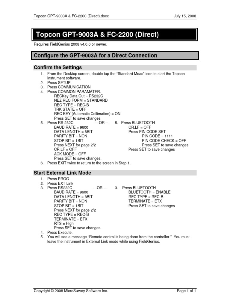 Topcon GPT-9003A & FC-2200 (Direct) | PDF