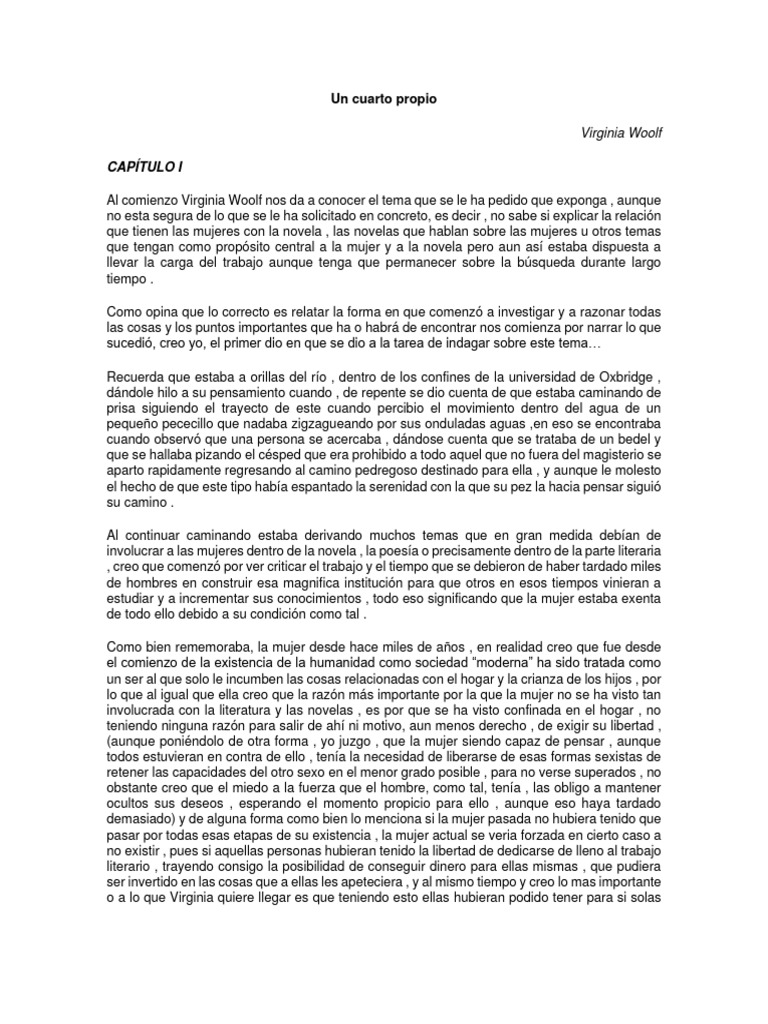 Un cuarto propio | PDF | Mujer | Novelas