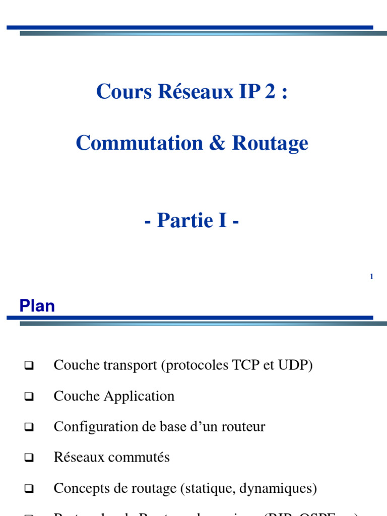 Cours Reseaux2 Partie1 2024 | PDF | Adresse IP | Protocole de contrôle ...