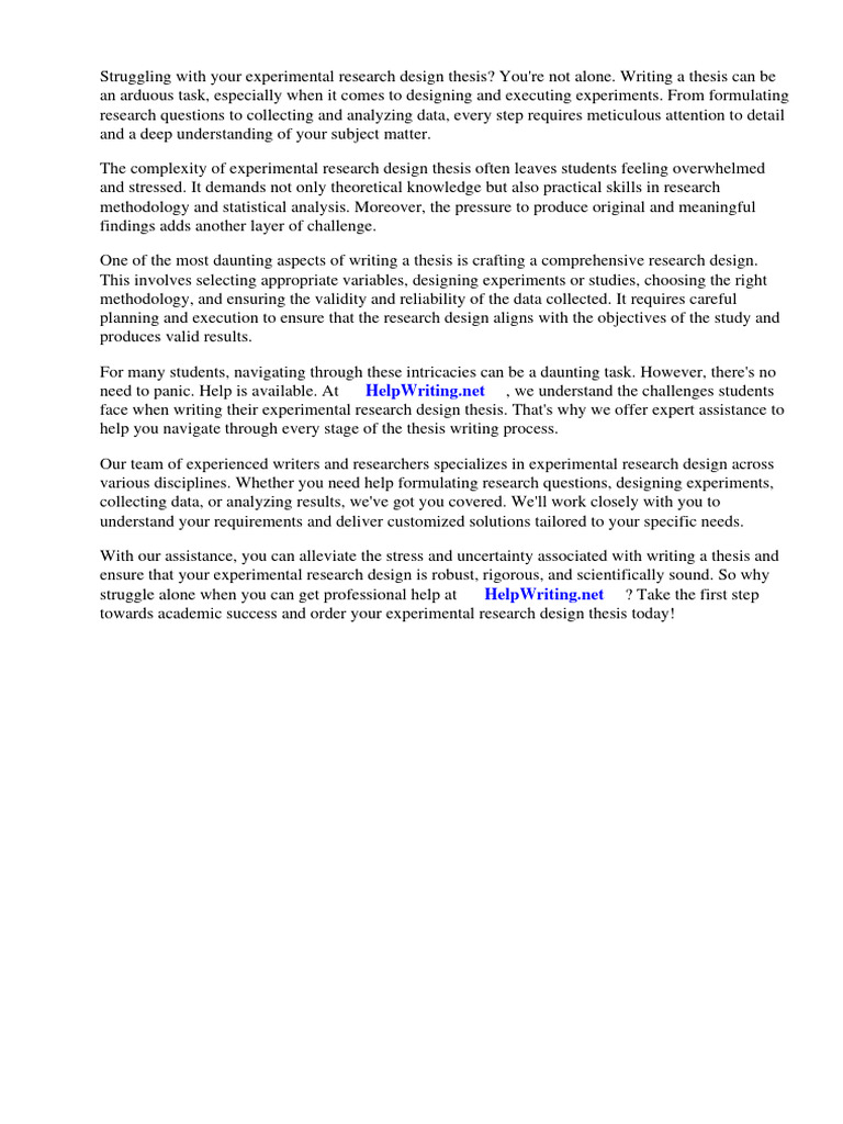 Experimental Research Design Thesis PDF | PDF | Experiment | Causality