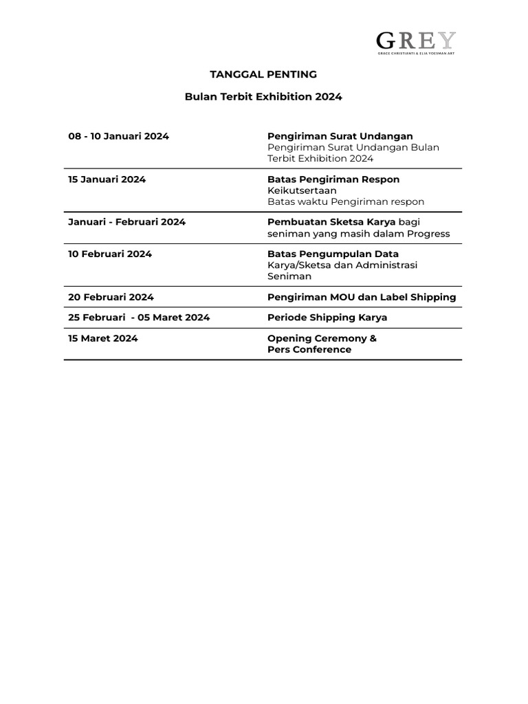 TANGGAL PENTING Bulan Terbit Exhibition | PDF