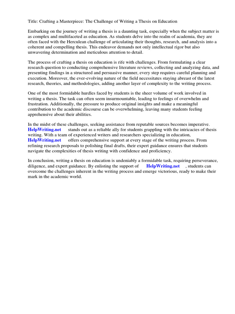 Sample Thesis Introduction About Education | PDF | Thesis | Essays