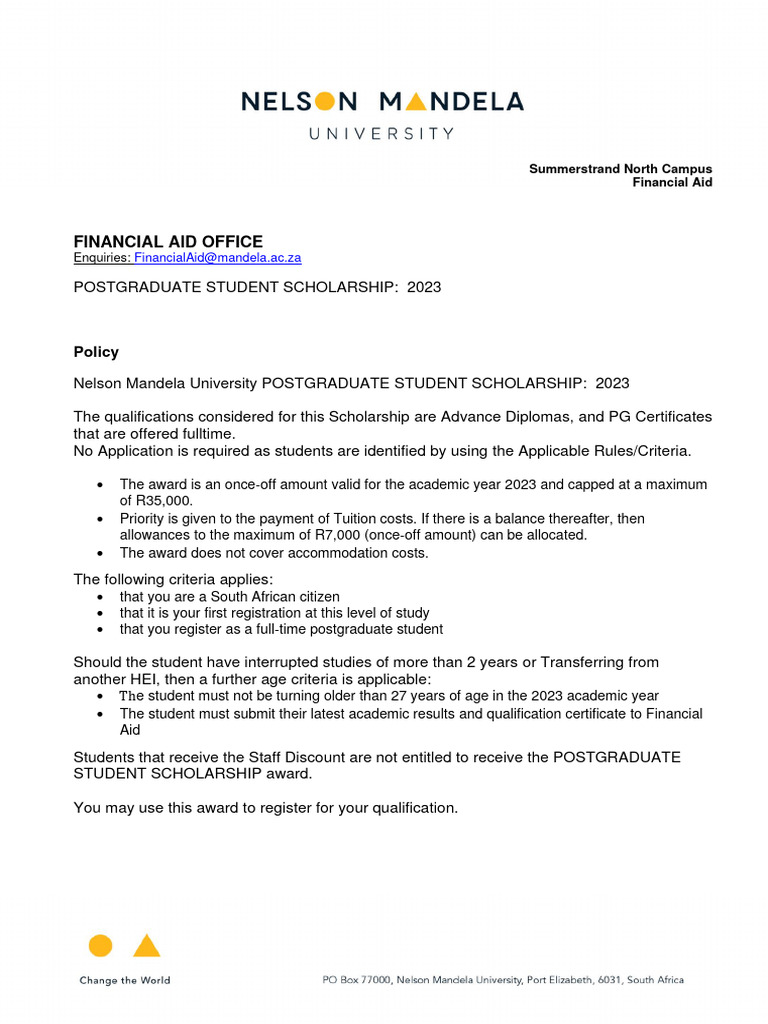 PG Scholarship Award Criteria | PDF | Postgraduate Education ... PG Scholarship Award Criteria | PDF | Postgraduate Education ...